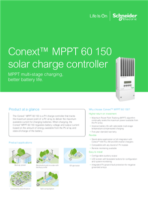 Conext MPPT 60 150 Charge Controller Datasheet | Schneider Electric