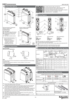 SSD1. Solid state relays, Instruction Sheet | Schneider Electric