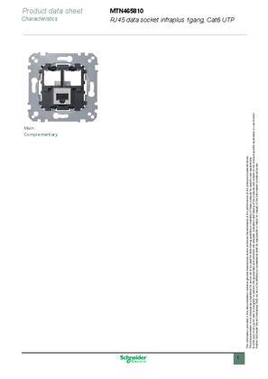 dshe_RJ45 data socket infraplus 1gang, Cat6 UTP Ficha técnica ...