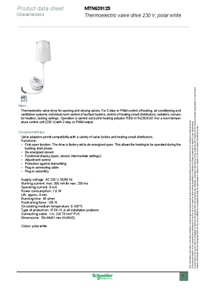KNX Thermoelectric valve drive 230 V, polar white-Technical leaflet ...