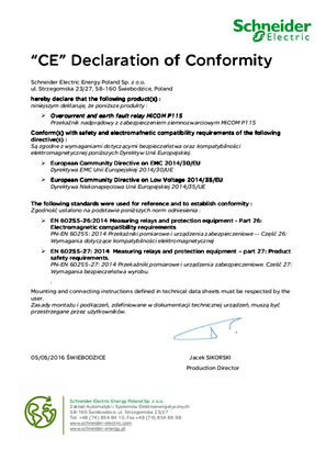 MiCOM P115 - deklaracja zgodności Declaración de conformidad ...