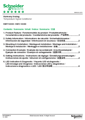 Harmony Analog Temperature Signal Conditioner, Instruction sheet ...