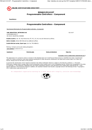 Modicon, M168, Certificate, UL, Ordinary Location Certificado ...