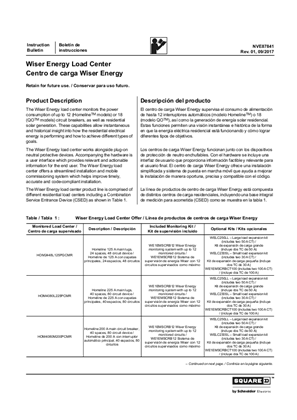 Wiser Energy Load Center Installation Instructions | Schneider Electric