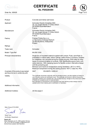 NEMKO Certificate Certificado | Descargas Schneider Electric