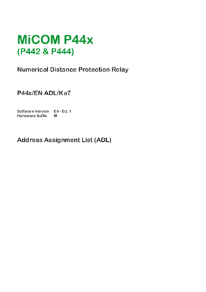 MiCOM P44x, IEC 61850 PICS & MICS & ADL & PIXIT & TICS User guide | Schneider Electric