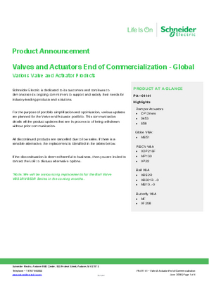 Product Announcement PA-01141 V&A End of Commercialization | Schneider ...