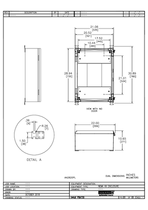 NQ/NF NEMA 4X FIBERGLASS ENCLOSURE - 26" HIGH Technical Drawing ...