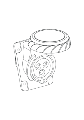 Mureva PK Panel Socket angled screw 16A 2P-E 200-250V IP67 - 3D CAD ...