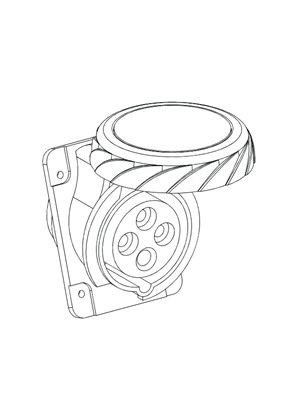 Mureva PK Panel Socket angled screw 16A 3P-E 380-415V IP67 - 3D CAD ...