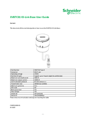 XVB7C31 IO-Link Base User Guide | Schneider Electric