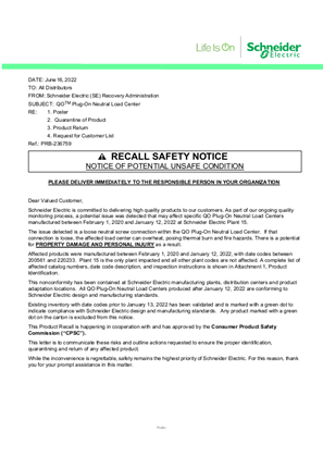 QO Plug On Neutral Load Centers Safety Recall Notice Information ...