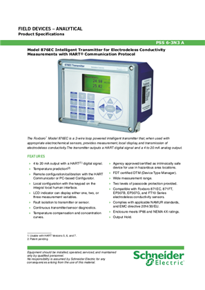 Model 876EC Intelligent Transmitter for Electrodeless Conductivity ...