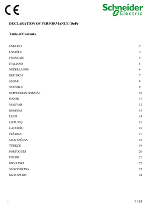 Declaration of Performance (DoP) Déclaration de conformité | Schneider ...