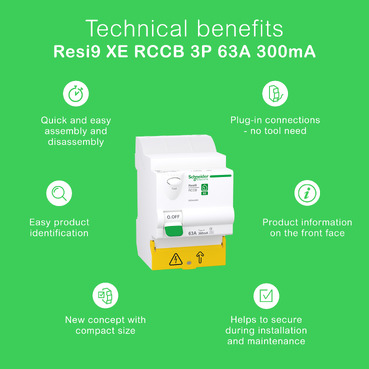 Resi9 RCCB 3P 63A - R9RA4363-Technical_benefits | Schneider Electric