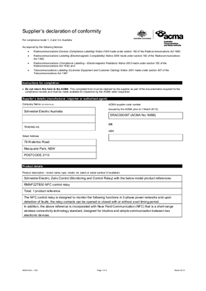 ACMA Supplier DOC RCM RMNF22TB30 Declaration of conformity | Schneider ...