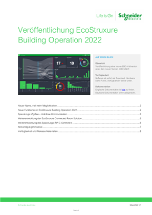 Broschüre: Veröffentlichung EcoStruxure Building Operation 2022 | Schneider Electric