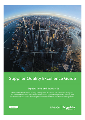 Schneider Supplier Quality Excellence Guide | Schneider Electric