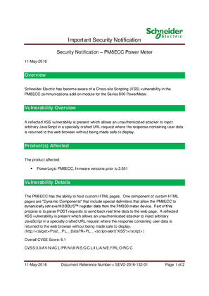Security Notification - PM800 Meter Technical leaflet | Schneider Electric