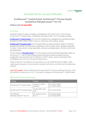 Security Notification - SEVD-2022-067-01 EcoStruxure™ Control Expert ...