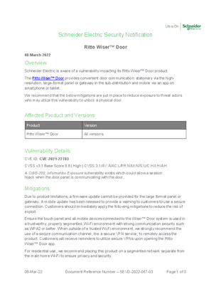 Security Notification - Ritto Wiser™ Door Security and Safety Notice ...