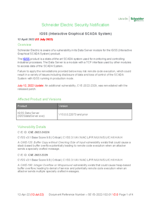 Security Notification - IGSS (Interactive Graphical SCADA System ...