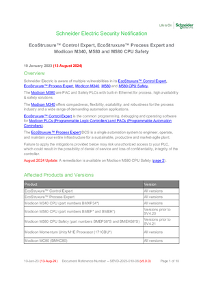 Security Notification - Modicon Controllers Security and Safety Notice | Schneider Electric