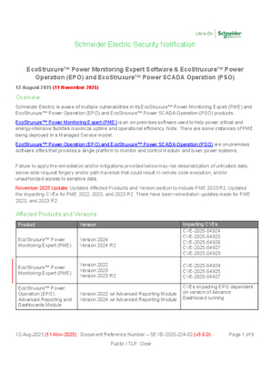 SEVD-2025-224-02 EcoStruxure™ Power Monitoring Expert Software & EcoStruxure™ Power Operation ...