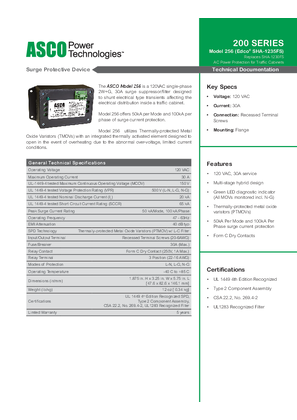 ASCO 200 SERIES Model 256 (Edco SHA-1235FS) Replaces SHA-1230FS AC ...