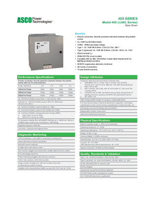 ASCO 400 SERIES Model 465 (TEXAL Series) Technical leaflet | Schneider ...