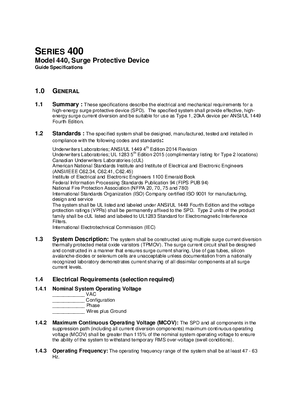 ASCO 400 SERIES Model 440, Surge Protective Device Guide Specifications ...