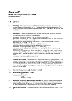 ASCO 400 SERIES Model 460, Surge Protective Device Guide Specifications ...
