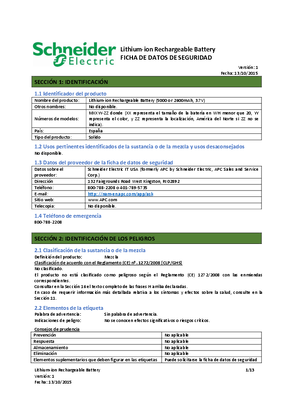 Lithium-ion Rechargeable Battery Safety Data Sheet EU SP | Schneider ...