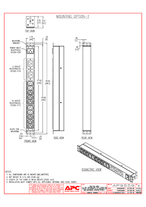 AP9559 - Rack PDU, Basic Technical Drawing | Schneider Electric