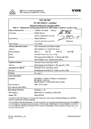 VDE GS Mark for Smart-UPS Certificado | Schneider Electric