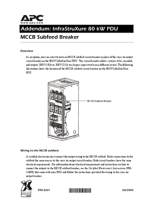 InfraStruXure Power Distribution Units 208 V (Manual Addendum) User ...