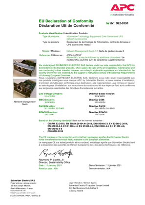 EU Declaration of Conformity: AP9544/AP9547 Dichiarazione di conformità ...