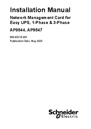 Network Management Card for Easy UPS, 1-Phase & 3-Phase - Installation ...