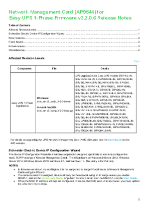 Network Management Card (AP9544) for Easy UPS, 1-Phase Firmware v2.3.0. ...