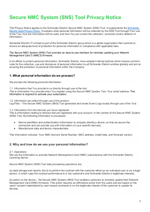 Secure NMC System Tool Privacy Notice | Schneider Electric