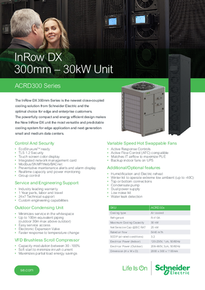 Uniflair Direct Expansion InRow Cooling 300mm | Schneider Electric