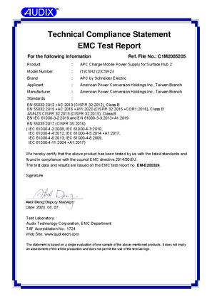 EMC Certificate Report CSH2 series | Schneider Electric