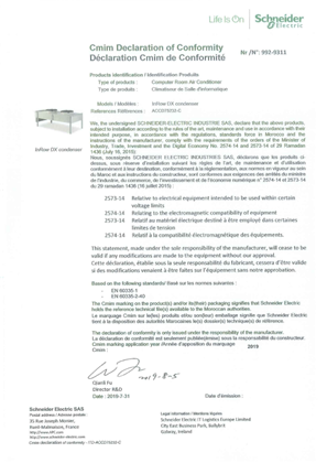 CMIM Declaration of Conformity for InRow DX Condensers Certificate ...