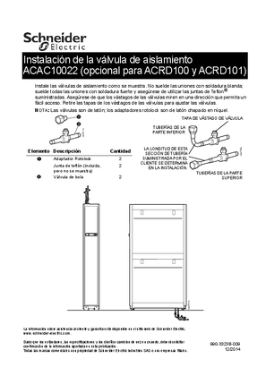 Installation Instructions - Isolation Valves | Schneider Electric
