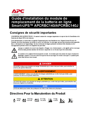 Batterie de remplacement en ligne Smart-UPS APCRBC140/APCRBC140J Manuel ...
