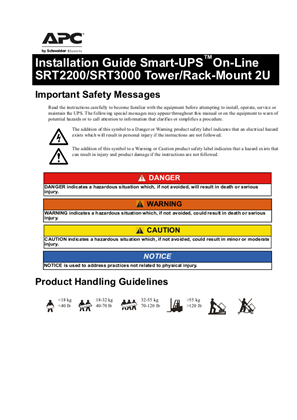 Installation Smart-UPS On-Line SRT2200/SRT3000 Tower/Rack-Mount 2U ...