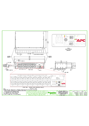 AP7911B - Rack PDU, Switched, 2U, 30A, 208V, (16)C13 Schéma | Schneider Electric