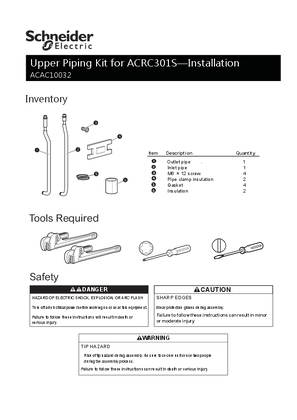 InRow RC Gen 2 300 mm Upper Piping Kit (ACRC301S) Installation Guia do ...