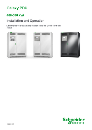 400-500 kVA PDU Installation and Operation Manual | Schneider Electric