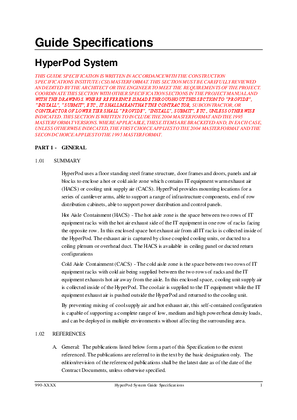 HyperPod Guide Specification Specification for tender | Schneider Electric